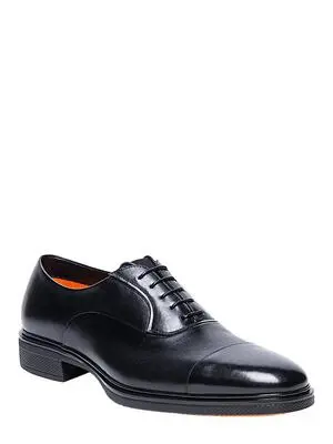 Santoni Cap Toe Lace Up Oxford Dress Shoe - Black
