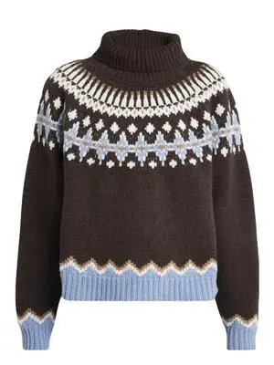 Alanui Alanui Fair Isle Turtleneck Wool Sweater Coffeemulti