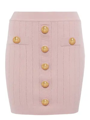 Balmain High-rise Knitted Miniskirt - Pink