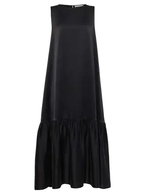 Asceno Rhea Silk Charmeuse Midi Dress - Black