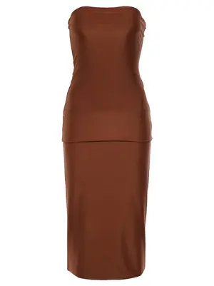 Sportmax Bilma Strapless Midi Dress - Brown