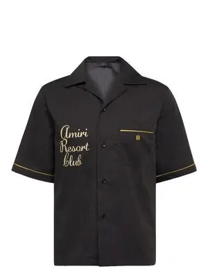 Amiri Resort Club Embroidered Cotton Bowling Shirt - Black