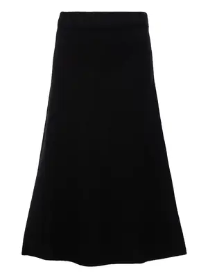 JIL SANDER Wool Midi Skirt - Black