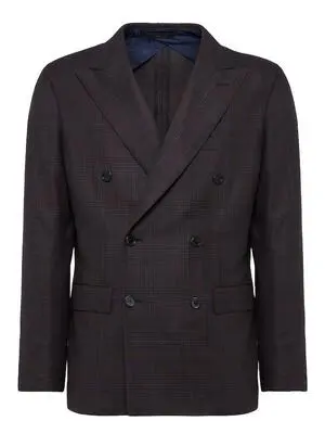 Brioni Prince Of Wales Checked Wool Blazer - Brown