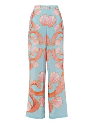 ADRIANA DEGREAS Printed High-rise Wide-leg Pants - Multicoloured