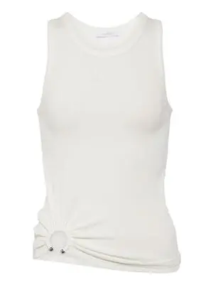 Rabanne Ring-detail Cotton-blend Jersey Tank Top - White