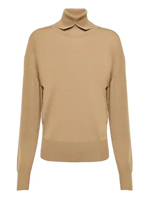 Burberry Turtleneck Wool Top - Beige