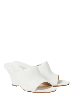 Khaite Marion Leather Wedge Mules - White