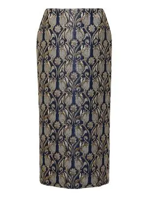 Valentino Garavani Mossi Brocade Midi Skirt - Blue