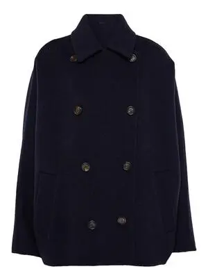 Brunello Cucinelli Cropped Wool-cashmere Coat - Blue