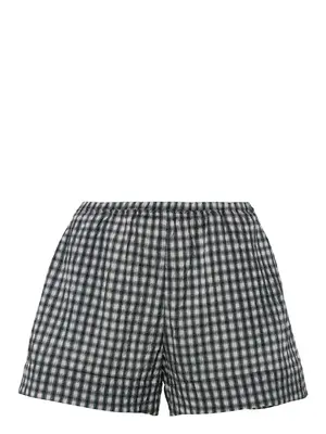GANNI Checked Seersucker Shorts - Black