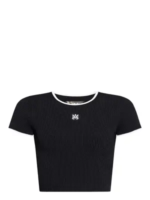 AMIRI AMIRI Ribbed Embroidered Logo Crop Top