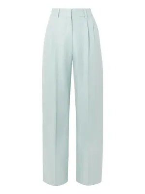 BLAZÉ MILANO Clarity Fox Herringbone Linen Straight-leg Pants - Blue