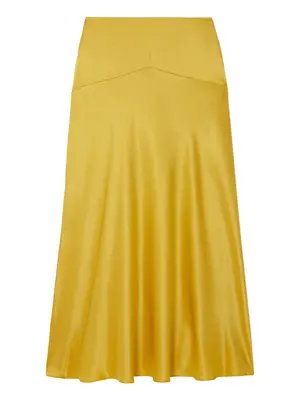 Tove Clover Silk-satin Midi Skirt - Gold
