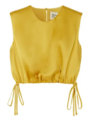 Tove Cecily Cropped Silk-satin Top - Gold