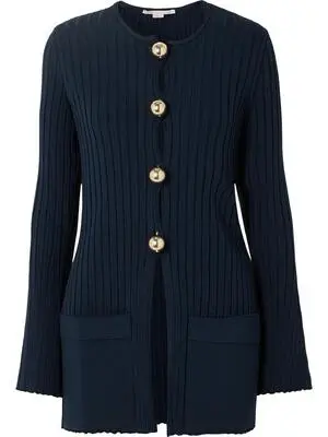 Stella McCartney Ribbed-knit Cardigan - Blue