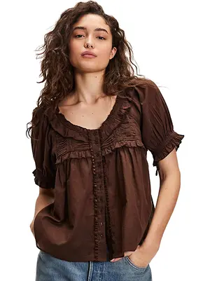Free People Sweet Nothings Blouse Chocolate Torte