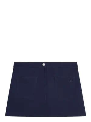 COURREGES Logo-appliqué Twill Mini Skirt - Blue