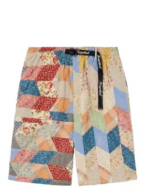 Kapital Straight-leg Cotton And Linen-blend Quilted Patchwork Shorts - Neutrals