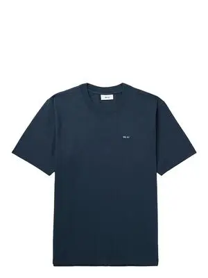 Nn07 Adam 3209 Logo-embroidered Pima Cotton-jersey T-shirt - Blue