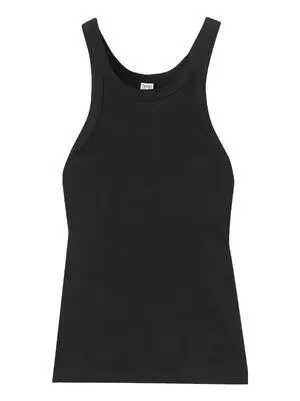 TOTEME Net Sustain Curved Ribbed Stretch Organic Cotton-jersey Tank - Black