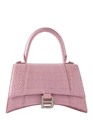 Balenciaga Hourglass Small Croc-effect Leather Tote - Pink