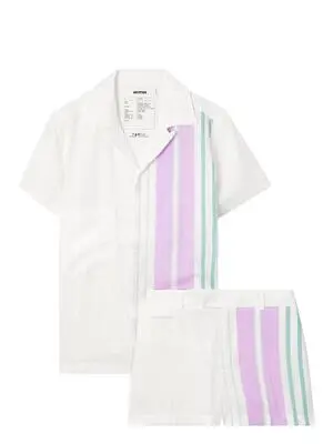 BETTTER Aaron Striped Linen Shirt And Shorts Set - Multi