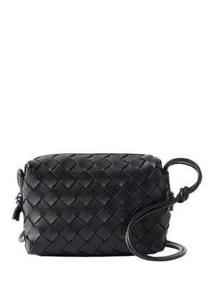 Bottega Veneta Loop Mini Intrecciato Shoulder Bag - Black