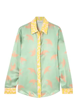 Dries Van Noten Printed Silk-blend Satin Shirt - Green