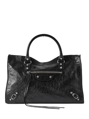 Balenciaga Le City Medium Textured-leather Tote - Black