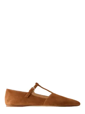 Gabriela Hearst Lola Ballerina Suede Mary Jane Flats - Brown