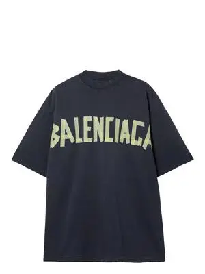 Balenciaga Oversized Distressed Printed T-shirt - Black