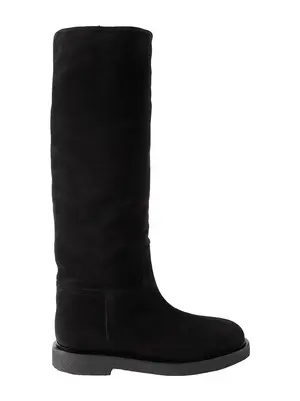 Legres Shearling-lined Suede Knee Boots - Black
