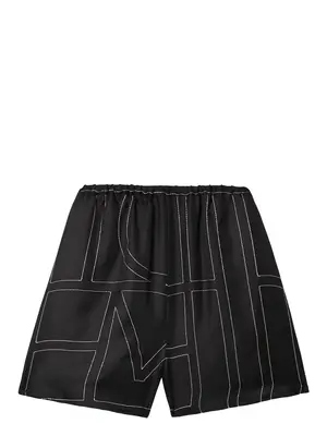 TOTEME Embroidered Silk-twill Shorts - Black