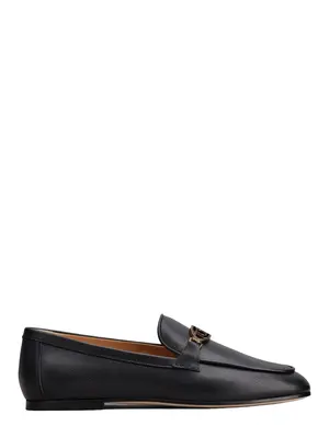 TOD'S Logo-plaque Leather Loafers - Black