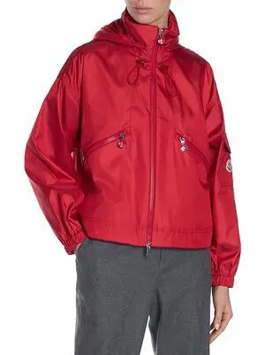 Moncler Hemar Short Parka Jacket With Concealed Hood - Jester Red