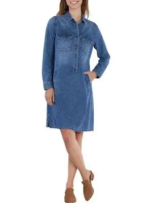 WASH LAB DENIM Long Sleeve Shift Dress - Loved Blue