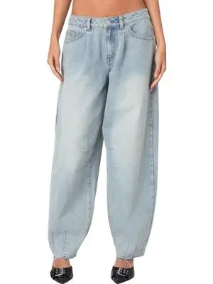 EDIKTED Baggy Low Rise Balloon Jeans - Light-blue