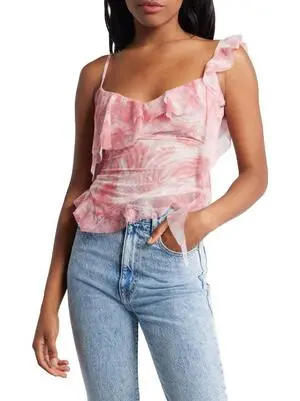 MISTRESS ROCKS Floral Ruffle Tank Top - Pink Floral