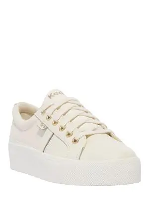 KEDS® Jump Kick Duo Platform Sneakers - Egret/ Champagne Leather