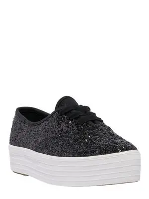 Keds® Point Glitter Platform Sneakers - Black Glitter
