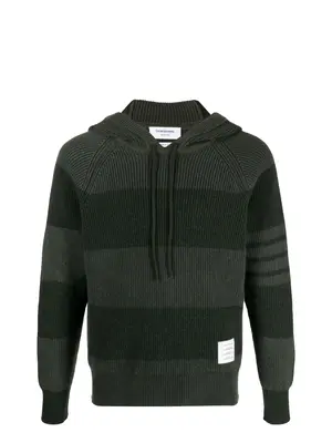 Thom Browne 4-bar Striped Cashmere Hoodie - Green