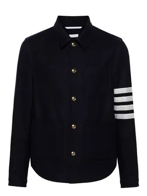 Thom Browne 4-bar Felted Shirt Jacket - Blue