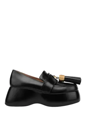 Moschino Tassel-charm Leather Loafers - Black