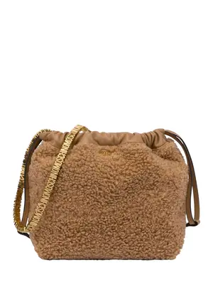 Moschino Lettering Faux-shearling Shoulder Bag - Brown