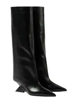 Attico Cheope Leather Knee-high Boots - Black