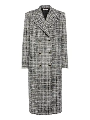 Alessandra Rich Lurex Tweed Coat - White