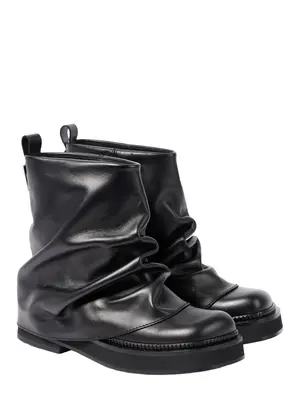Attico Robin Leather Ankle Boots - Black