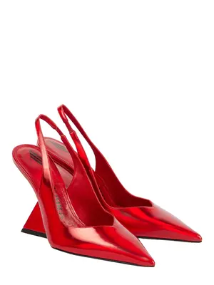 Attico Cheope Leather Slingback Pumps - Red