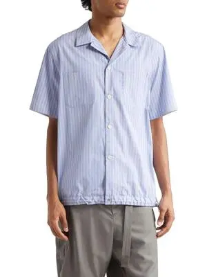Sacai Stripe Cotton Poplin Camp Shirt - Blue Stripe